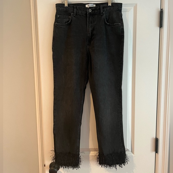 Reformation | Jeans | Reformation Feather Trim Jeans In Black | Poshmark